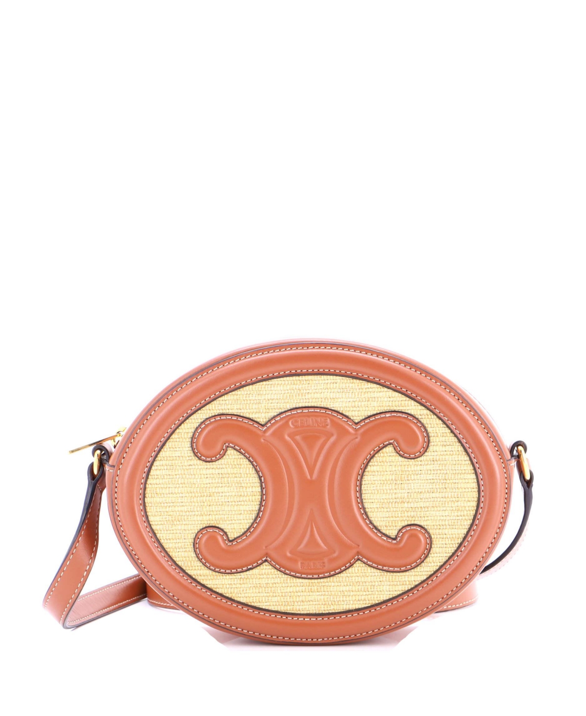 Click here for Pre-Owned Celine Triomphe Oval Crossbody Bag Straw... prices