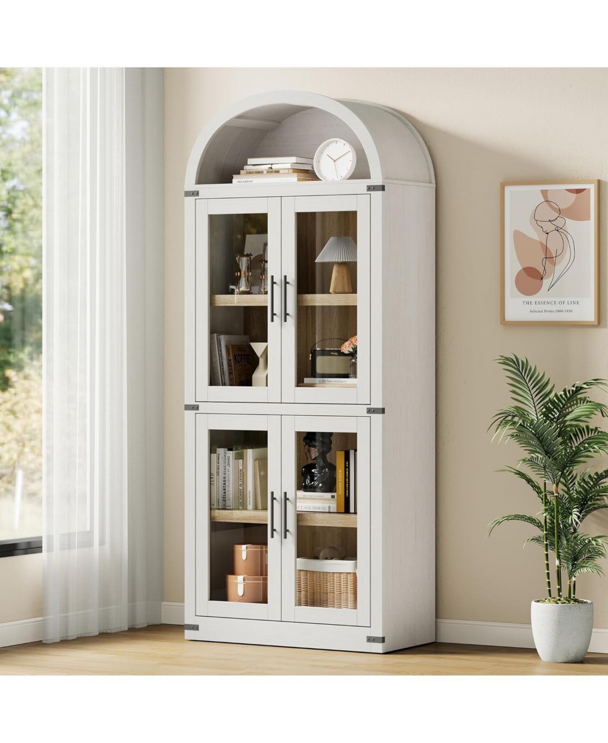 Click here for gaomon Farmhouse Arched Glass Door Bookshelf 71.4... prices