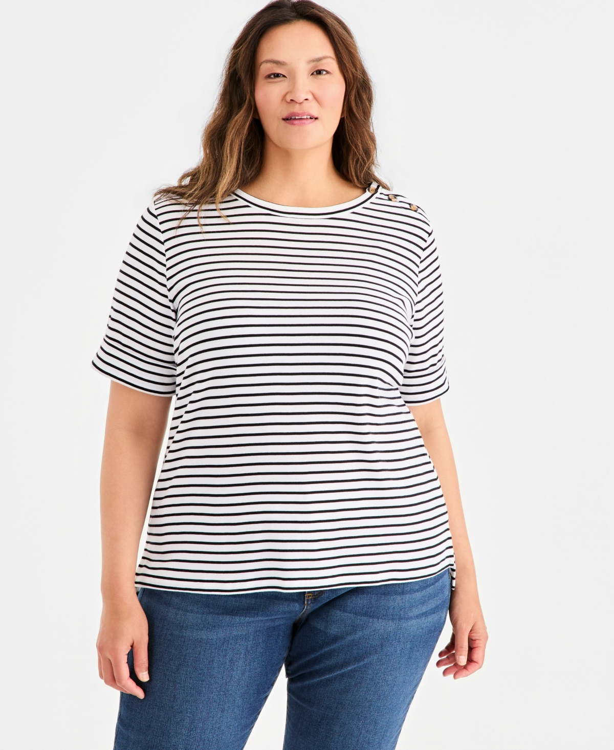 Click here for Style & Co Plus Size Cuffed Elbow-Sleeve Top  Macy... prices