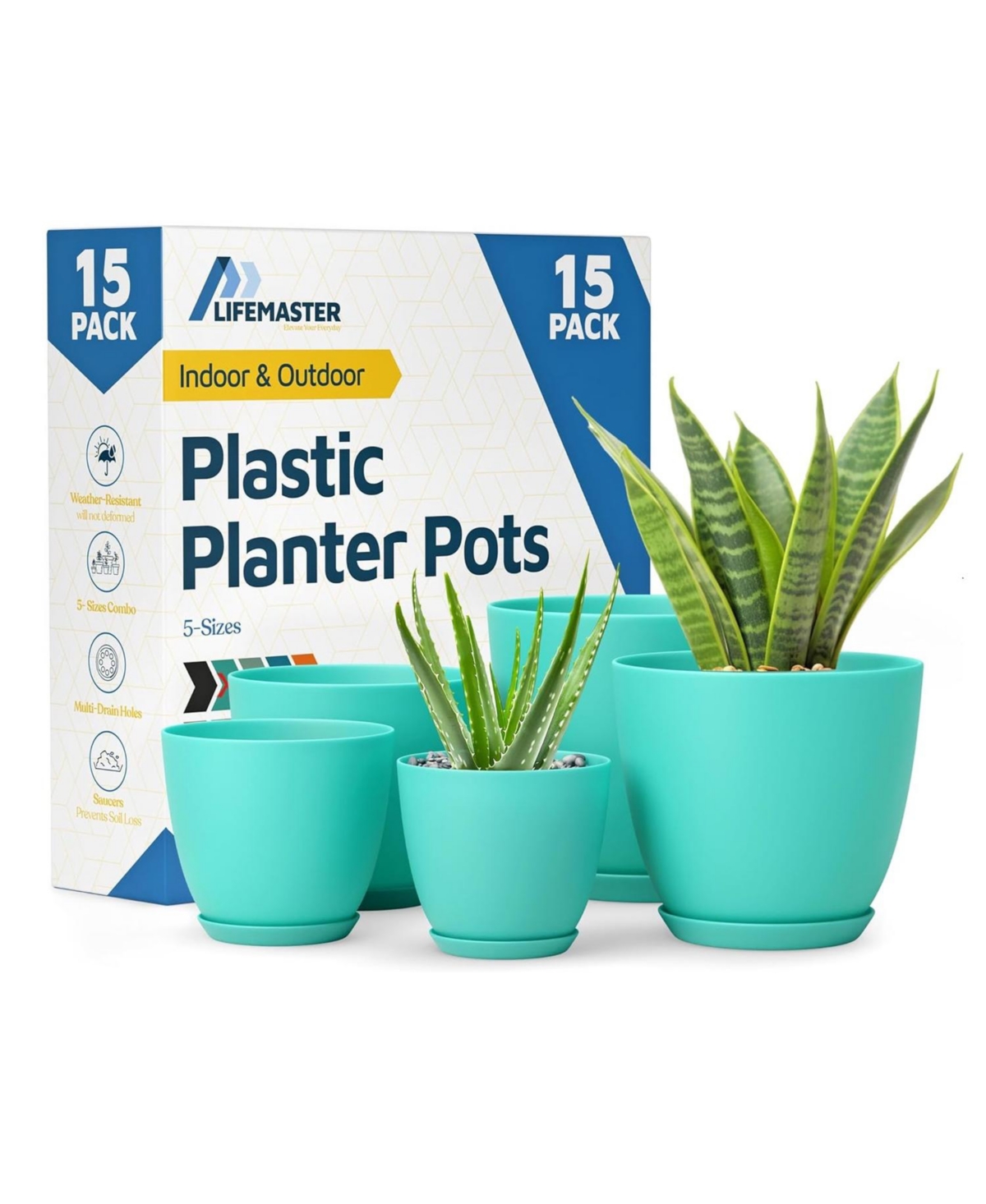 Click here for Lifemaster Aqua Plant Pots 15-Pack with Drainage H... prices