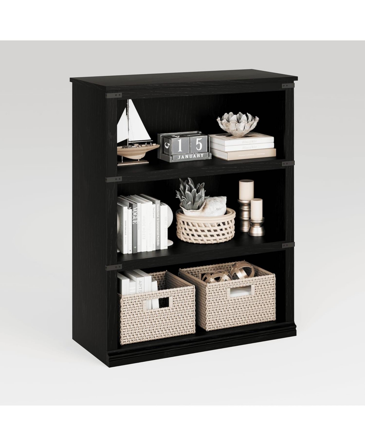 Click here for gaomon 3 Tier Farmhouse Wooden Bookcase with Stora... prices