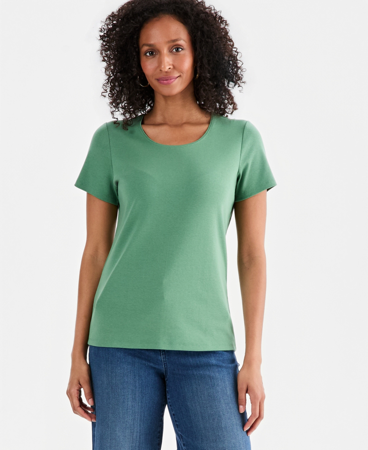 Click here for Style & Co Petite Cotton Scoop-Neck Short-Sleeve T... prices