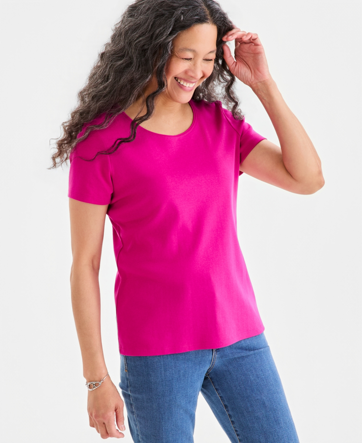 Click here for Style & Co Womens Cotton Short-Sleeve Scoop-Neck T... prices