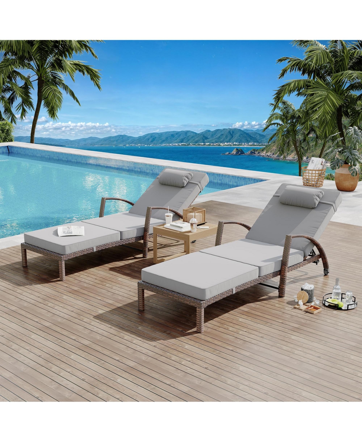 Click here for gaomon Patio Furniture Outdoor Wicker Chaise Loung... prices