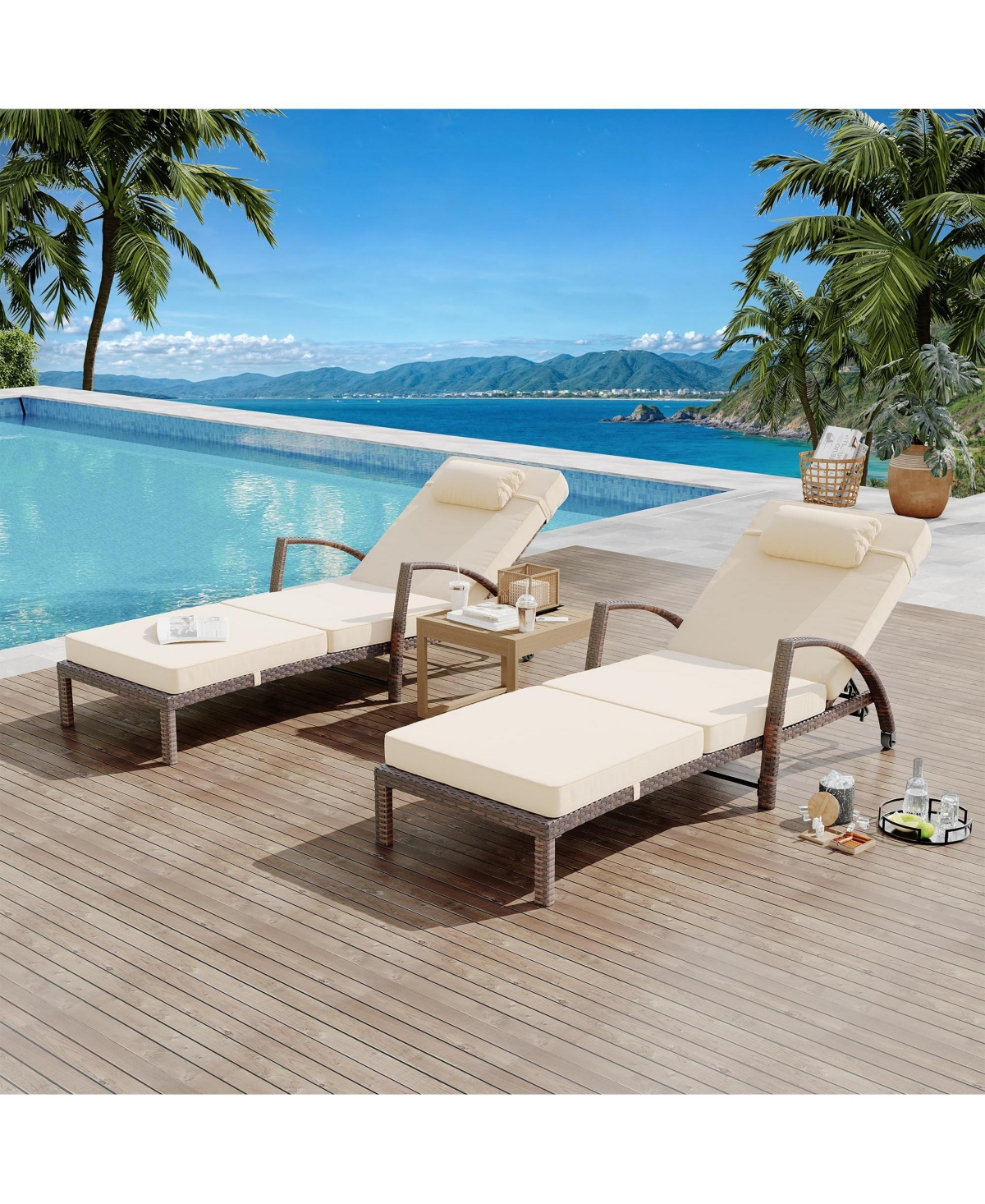 Click here for gaomon Patio Furniture Outdoor Wicker Chaise Loung... prices