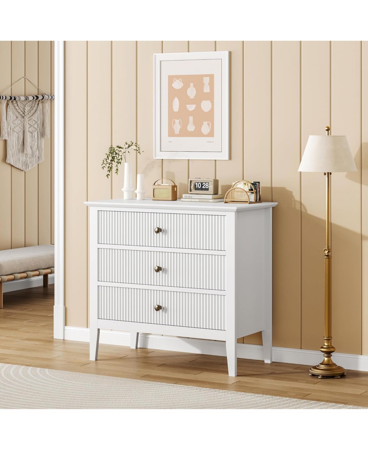 Click here for gaomon Large 3 Drawer Dresser  Fluted Wood Drawers... prices