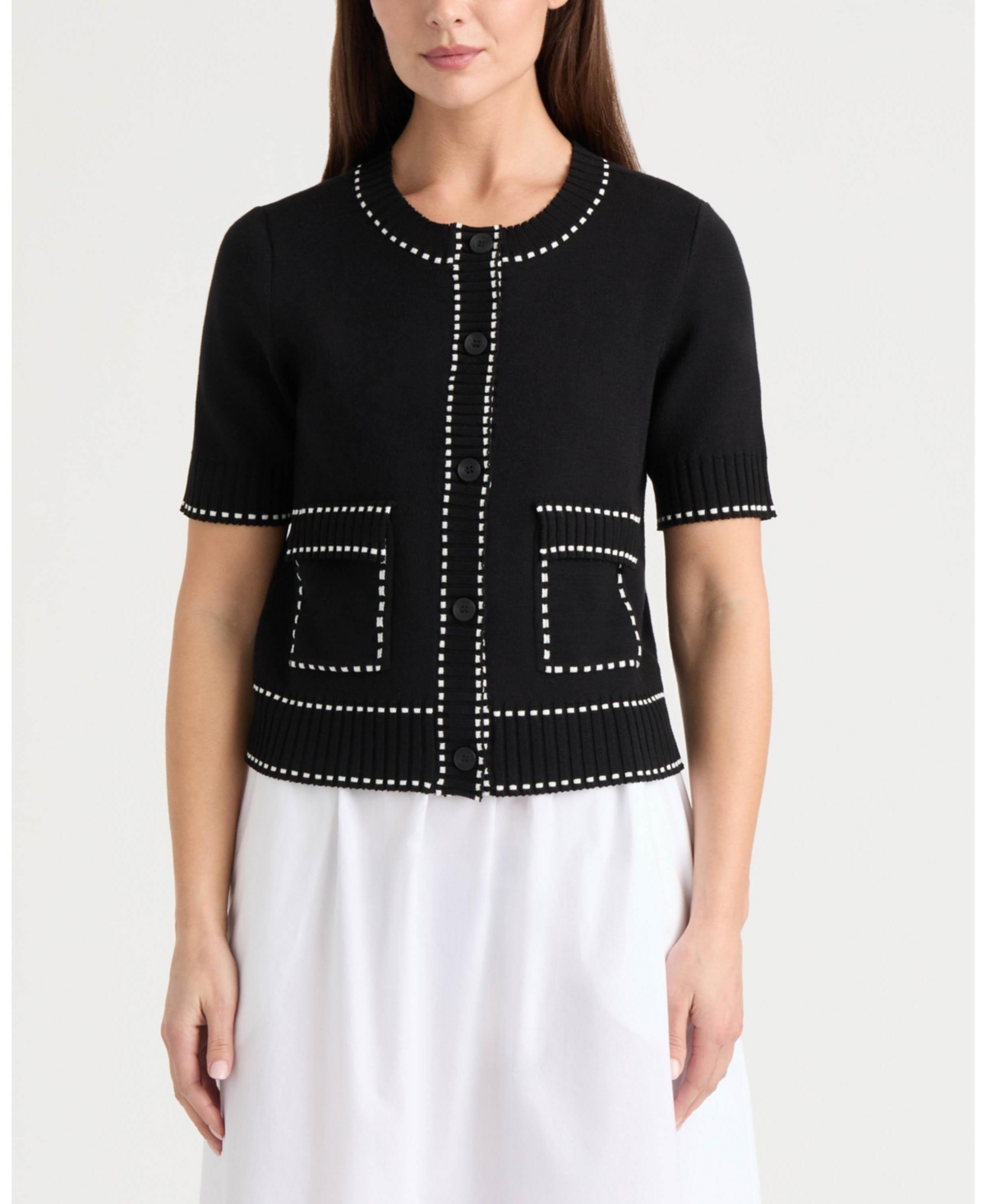 Click here for Ellen Tracy Womens Short Cardigan with Stitch Deta... prices