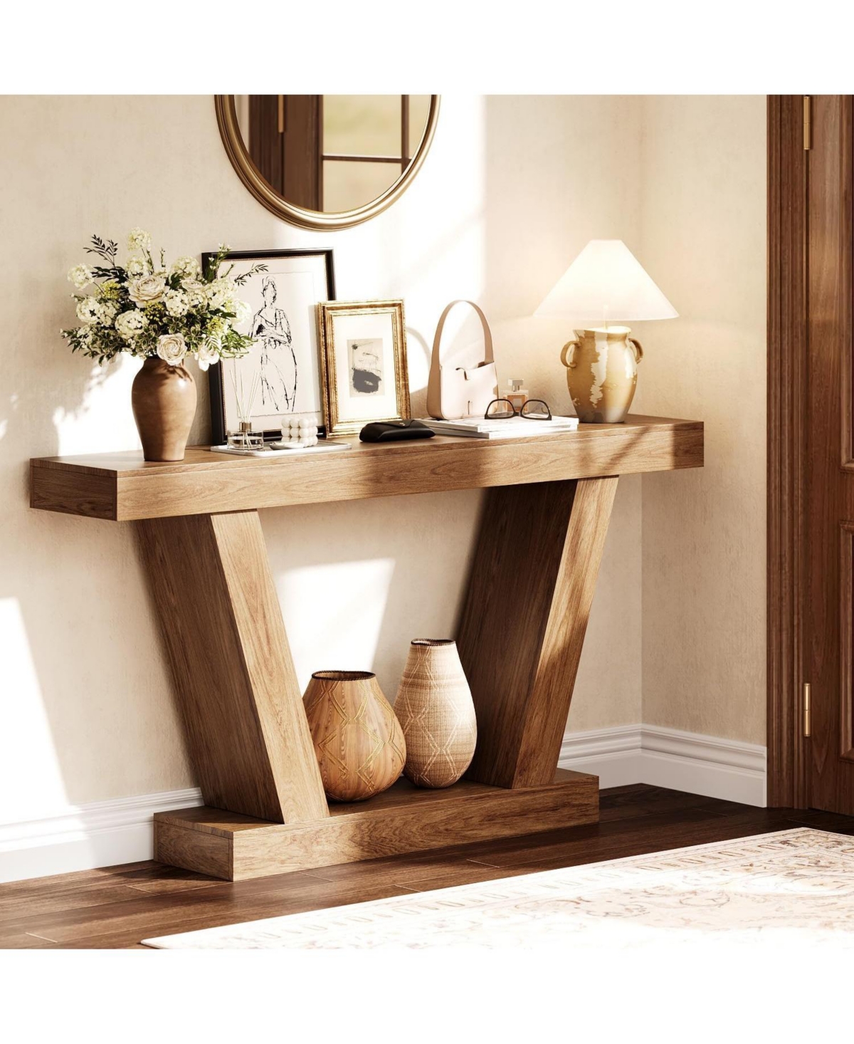 Click here for gaomon 63" Long Console Table  Wooden Sofa Na... prices