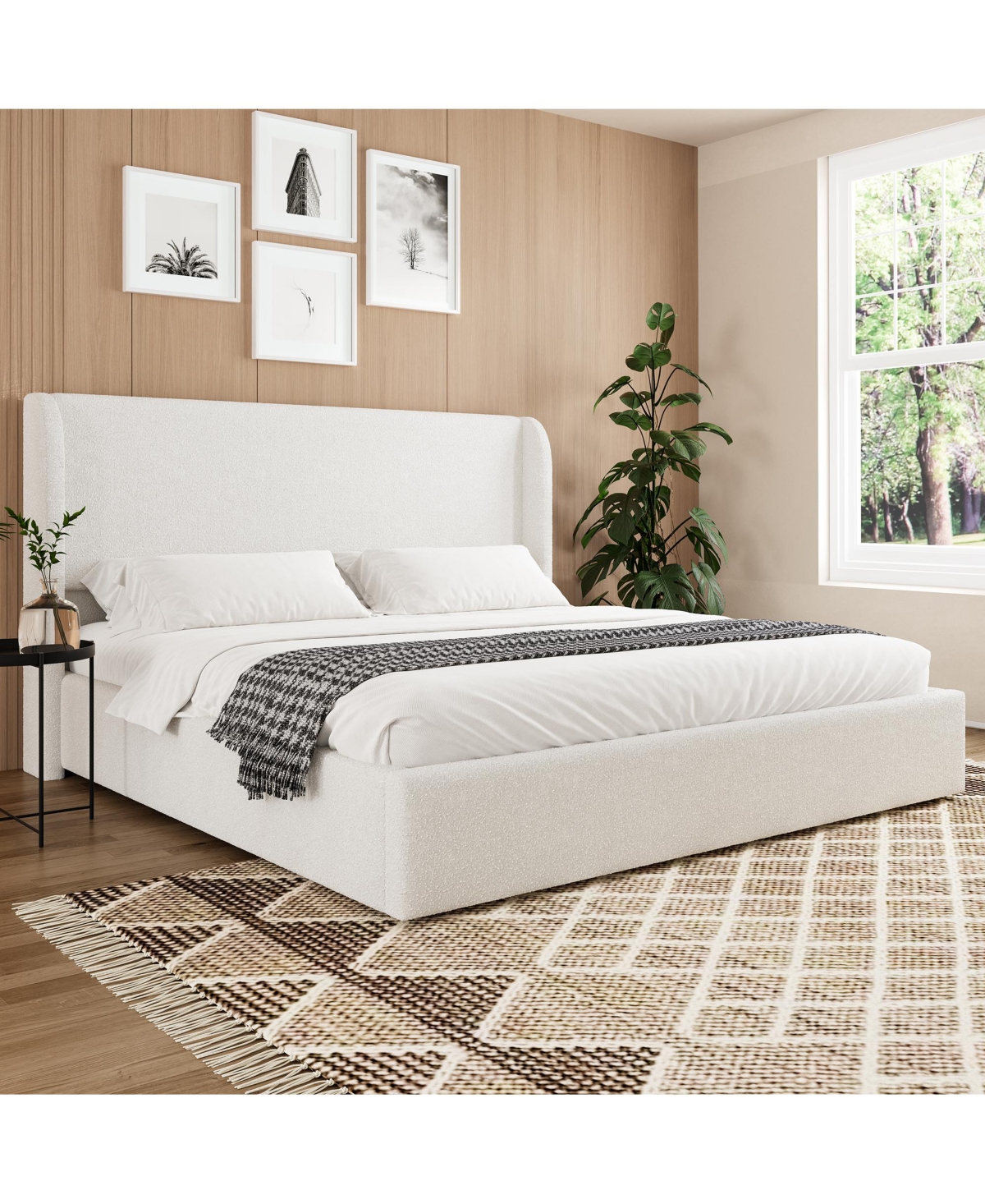 Click here for flynama Boucle Cloud Bed Frame Upholstered Headboa... prices