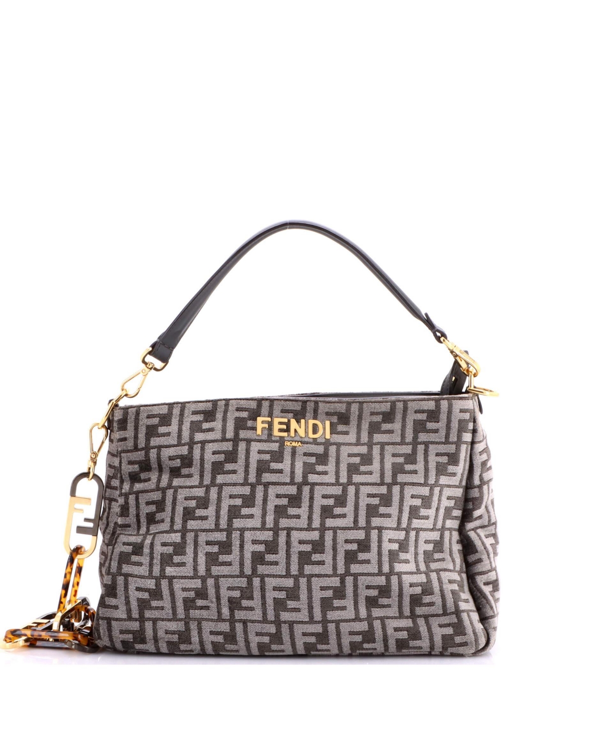 Click here for Pre-Owned Fendi OLock Zip Shoulder Bag Zucca Cheni... prices