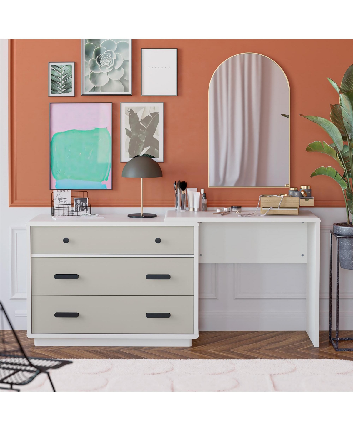 Click here for flynama Valencia 3 Drawer Dresser and Desk Combo T... prices