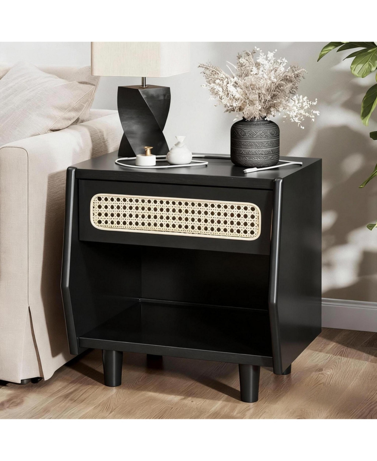 Click here for Flynama Elegant Modern Wooden Nightstand with Stor... prices