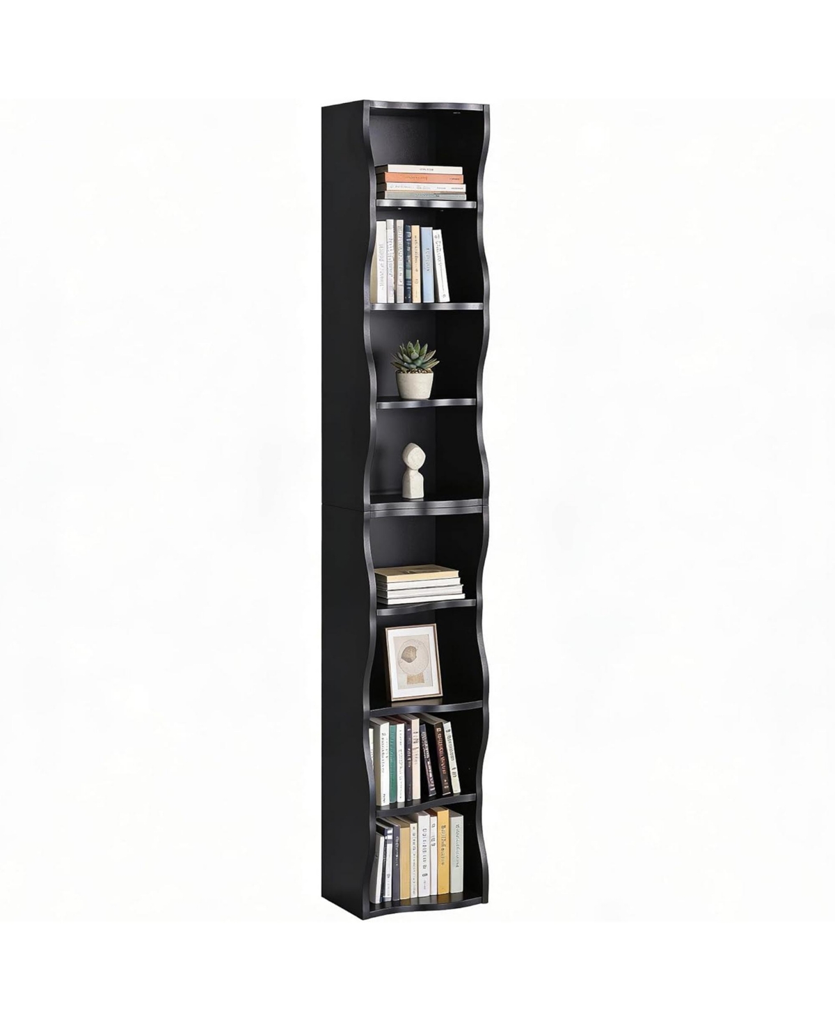 Click here for Rainsken 8-Tier Tall Narrow Bookshelf - A Wavy Bor... prices