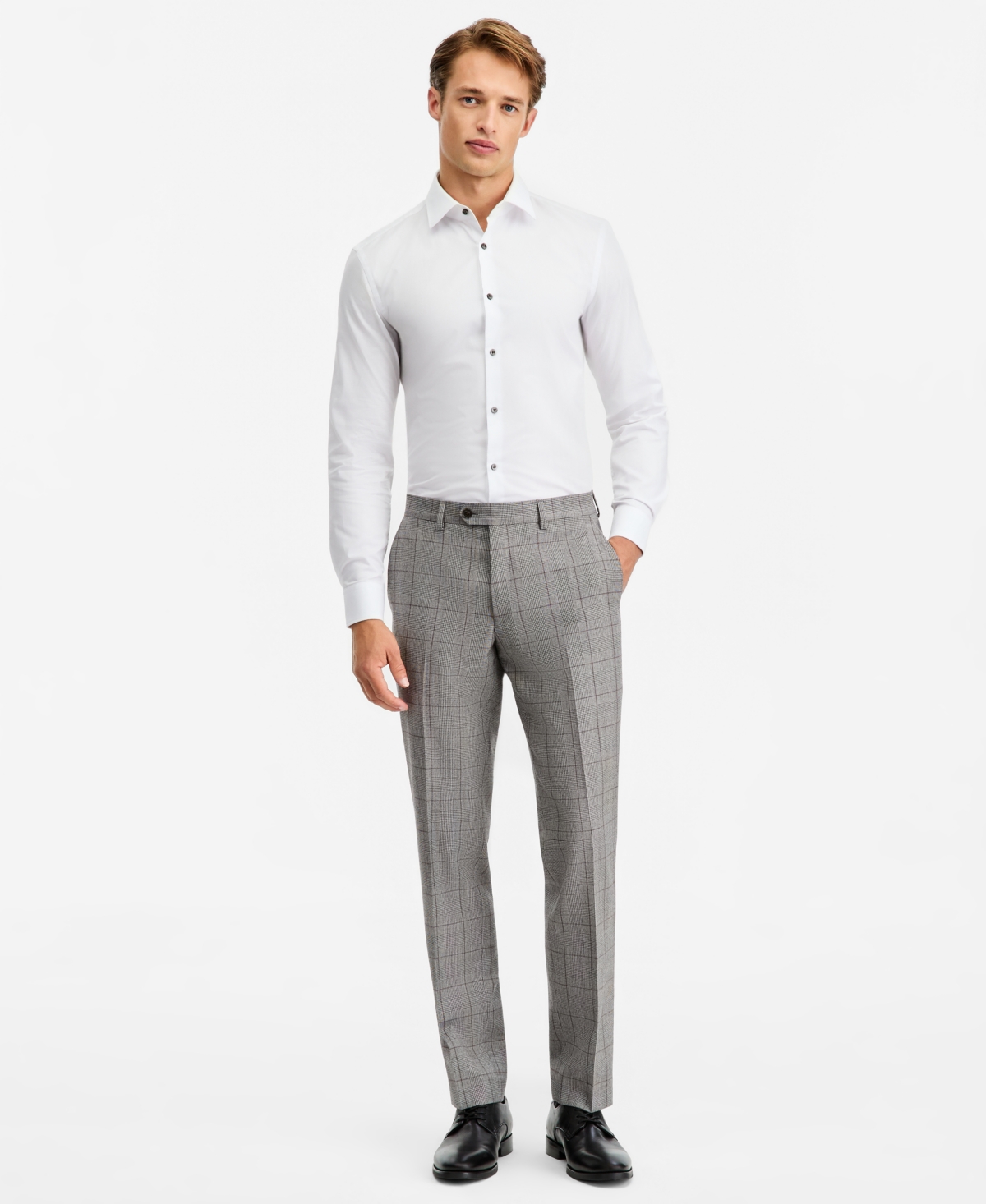 Click here for Ted by Ted Baker Mens Modern-Fit Gray & Wine Plaid... prices