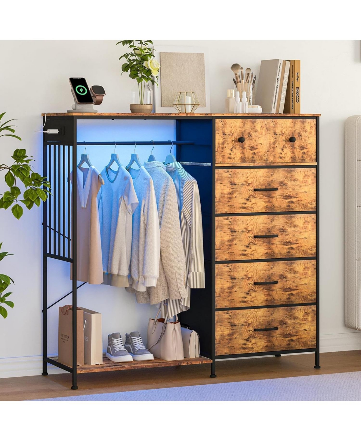 Click here for gaomon Dresser with Hanging Rack  Reversible 6 Dra... prices