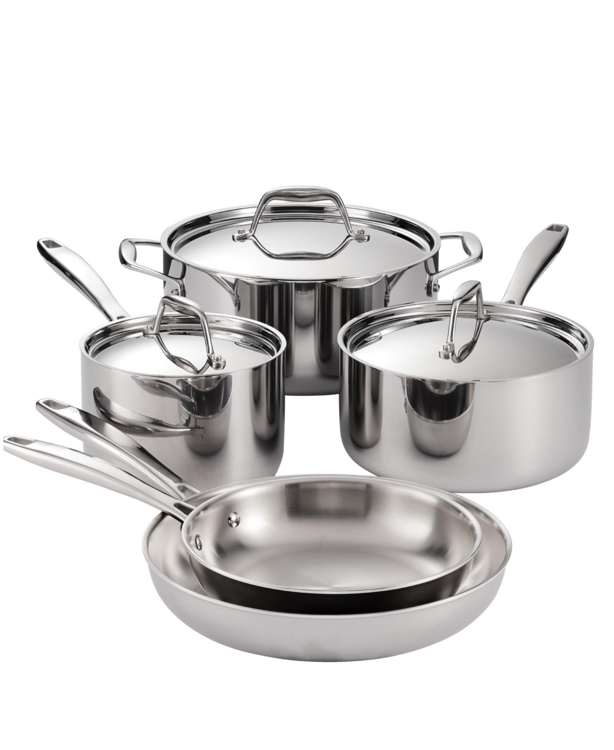 Tramontina Signature 8-Piece Tri-Ply Base Stainless Steel Cookware Set with Lids - Stainless