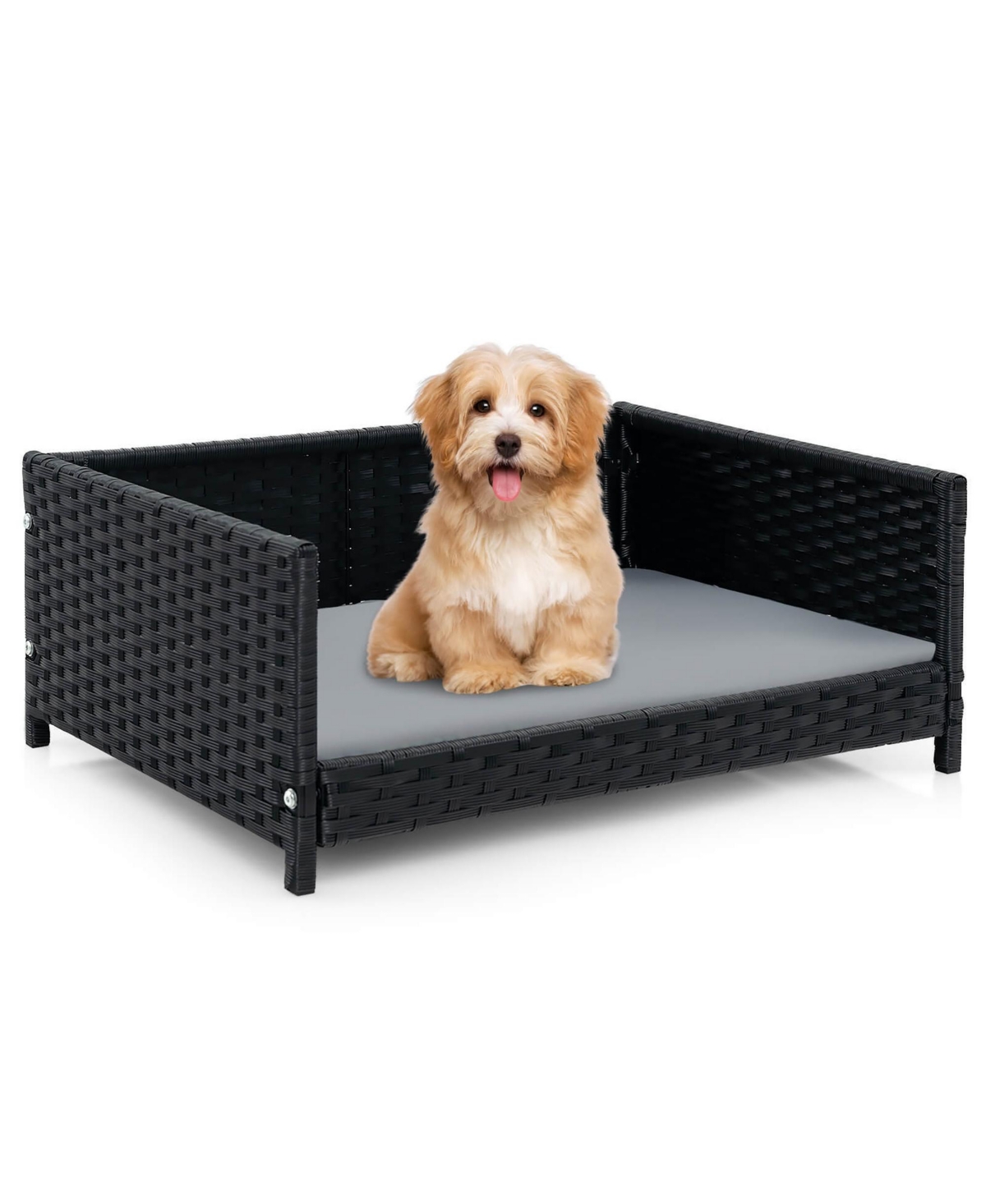 Click here for Gymax Rattan Dog Bed w/ Waterproof Soft Cushion Me... prices