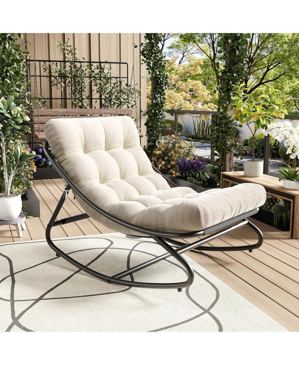 Click here for gaomon Outdoor Rocking Chair   Modern Comfy Lounge... prices