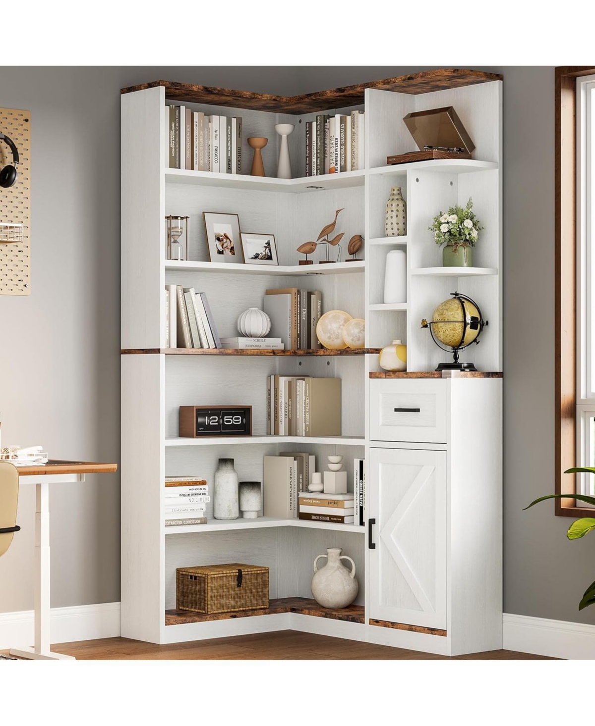 Click here for gaomon 74" Tall Corner Bookshelf - Modern Dis... prices