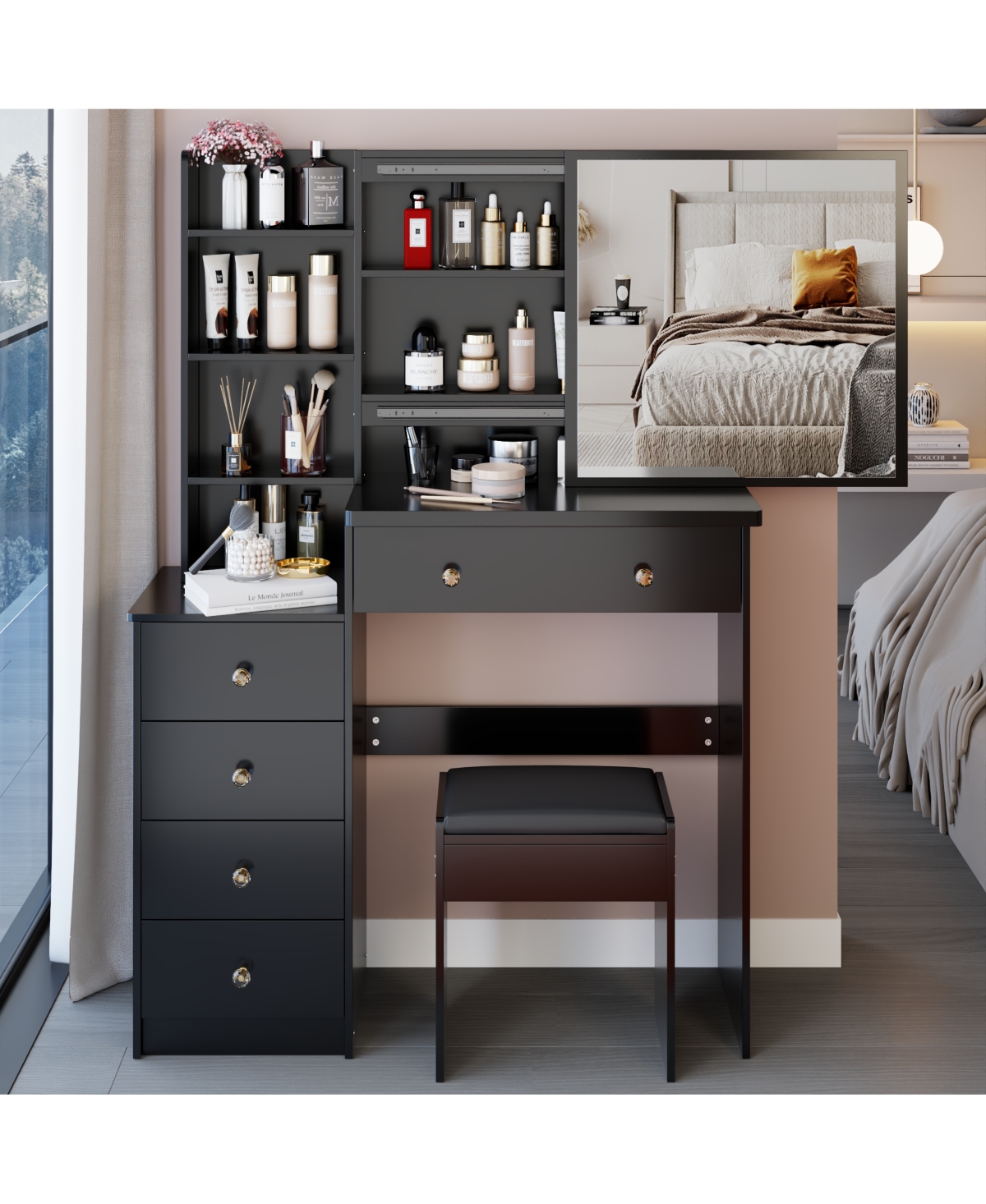 Click here for Flynama Modern Medium Led Vanity Table with Bedsid... prices