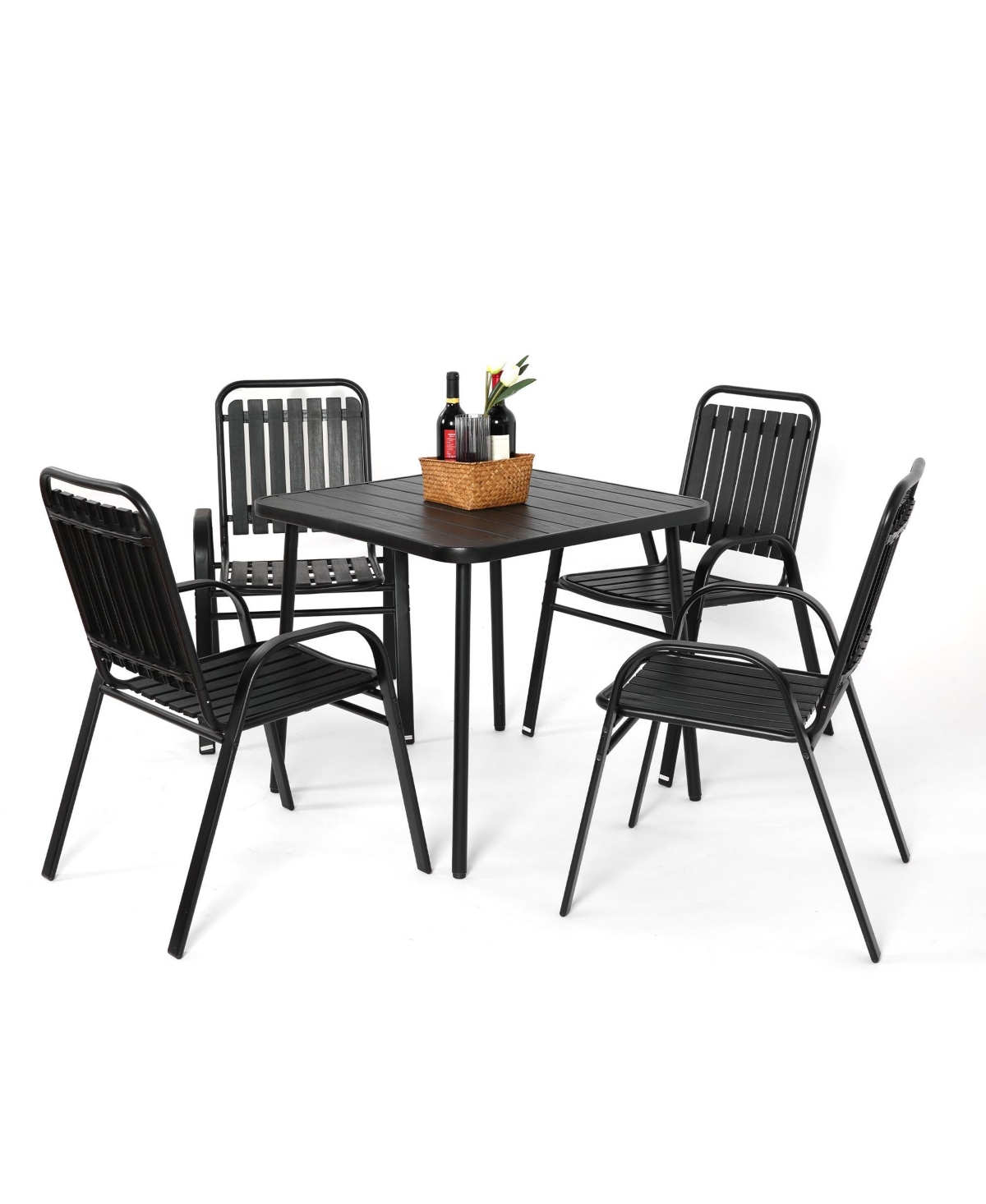 Click here for Mondawe 5-Piece Plastic chair and steel table Outd... prices