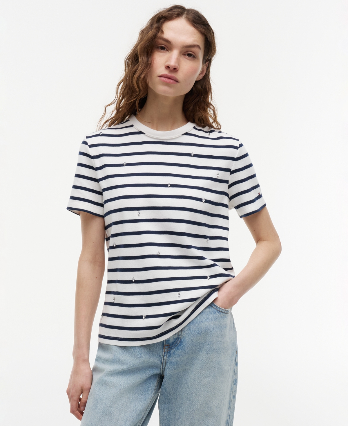 Click here for Tommy Hilfiger Womens Ribbed Crewneck T-Shirt - Br... prices