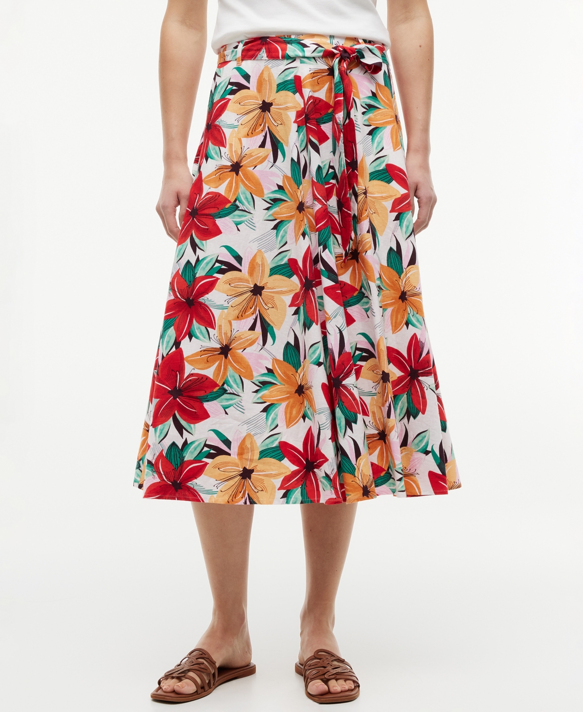 Click here for Tommy Hilfiger Womens Belted Midi Skirt - Hibiscus... prices