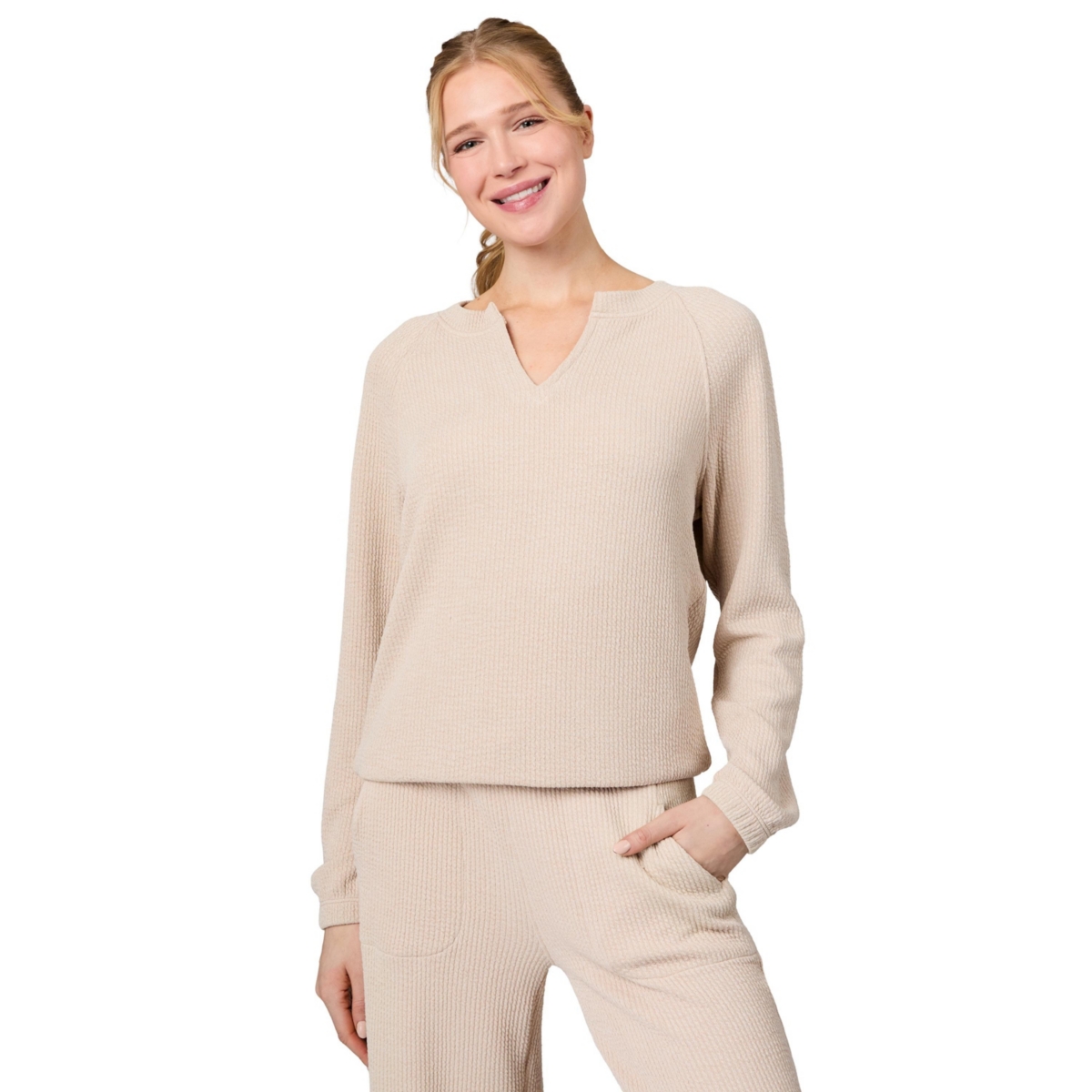 Click here for Free Country Womens Ripple Knit Long Sleeve Pullov... prices