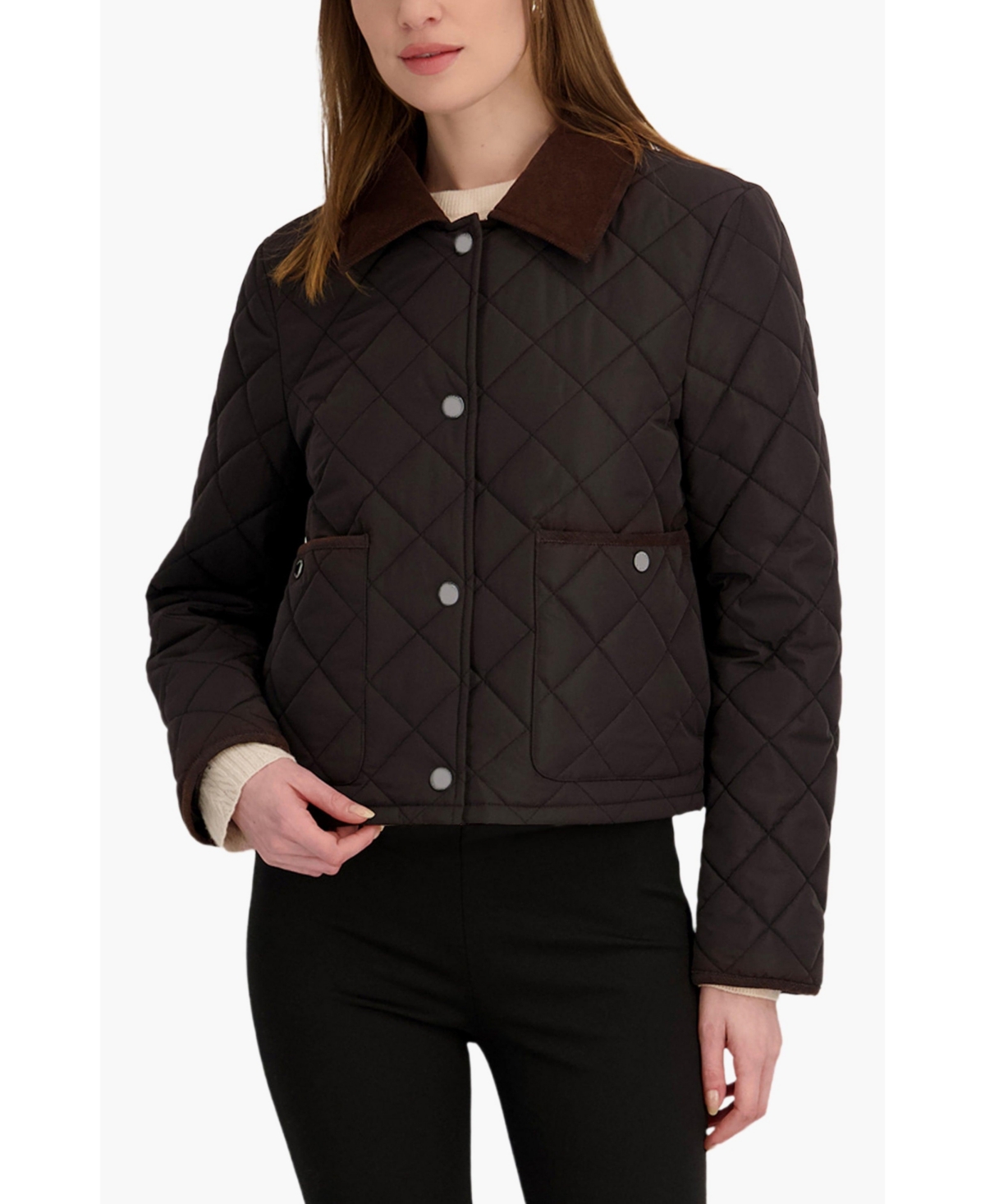 Click here for Tahari Womens Short Quilted Jacket - Haly - Black prices