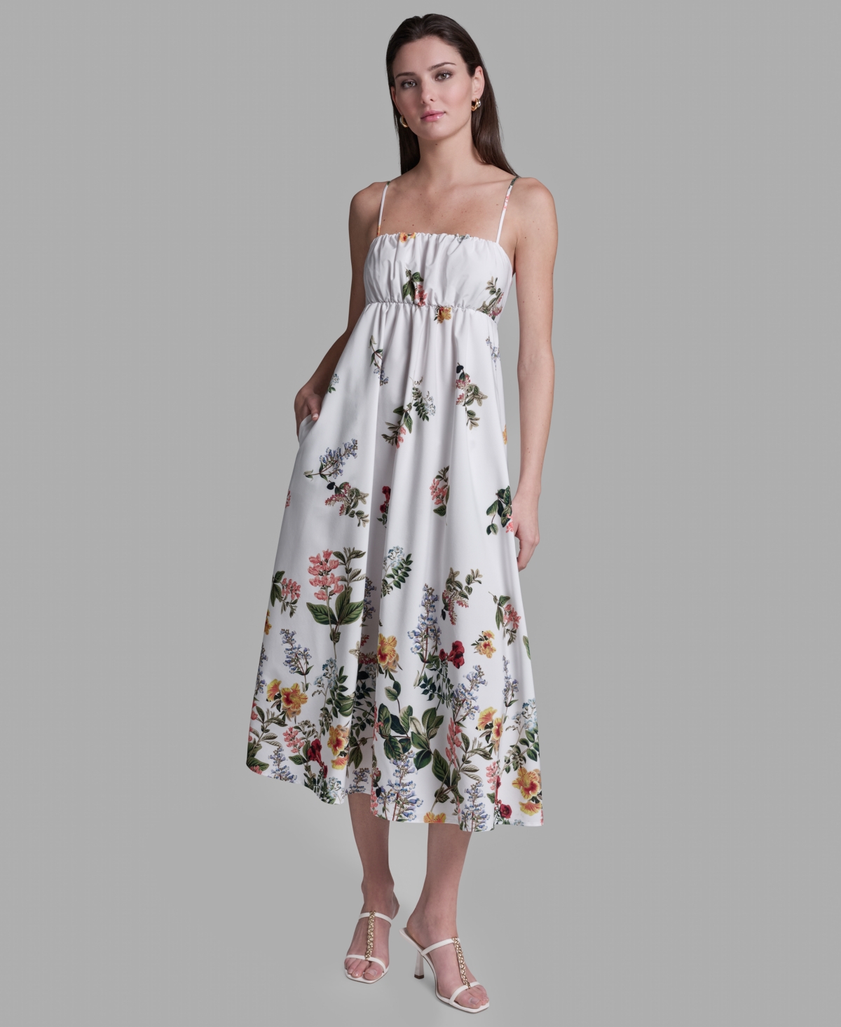 Click here for Bcbg Womens Floral Print Square Neck Midi Dress -... prices