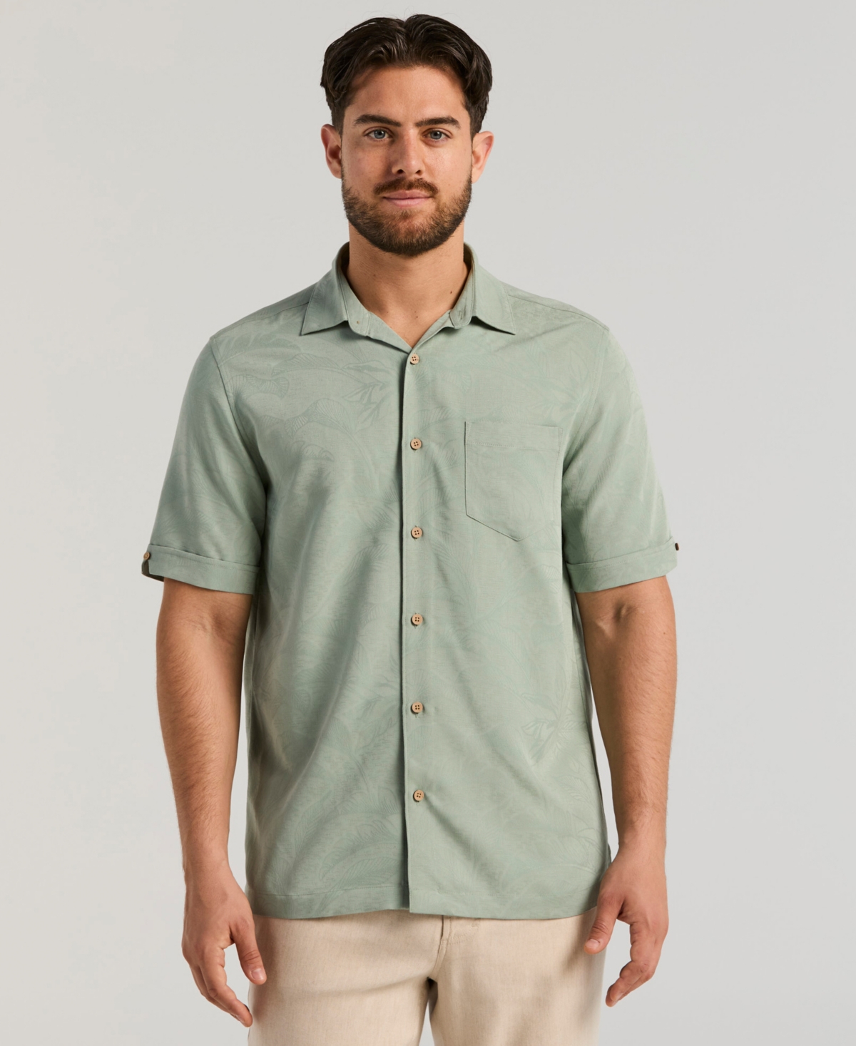 Click here for Cubavera Mens Palm Print Short-Sleeve Button-Down... prices