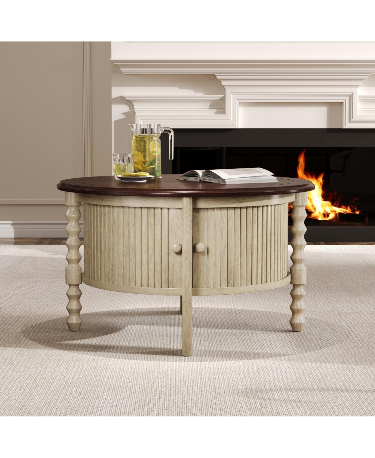 Click here for Rainsken Vintage Round Coffee Table  Fluted Center... prices