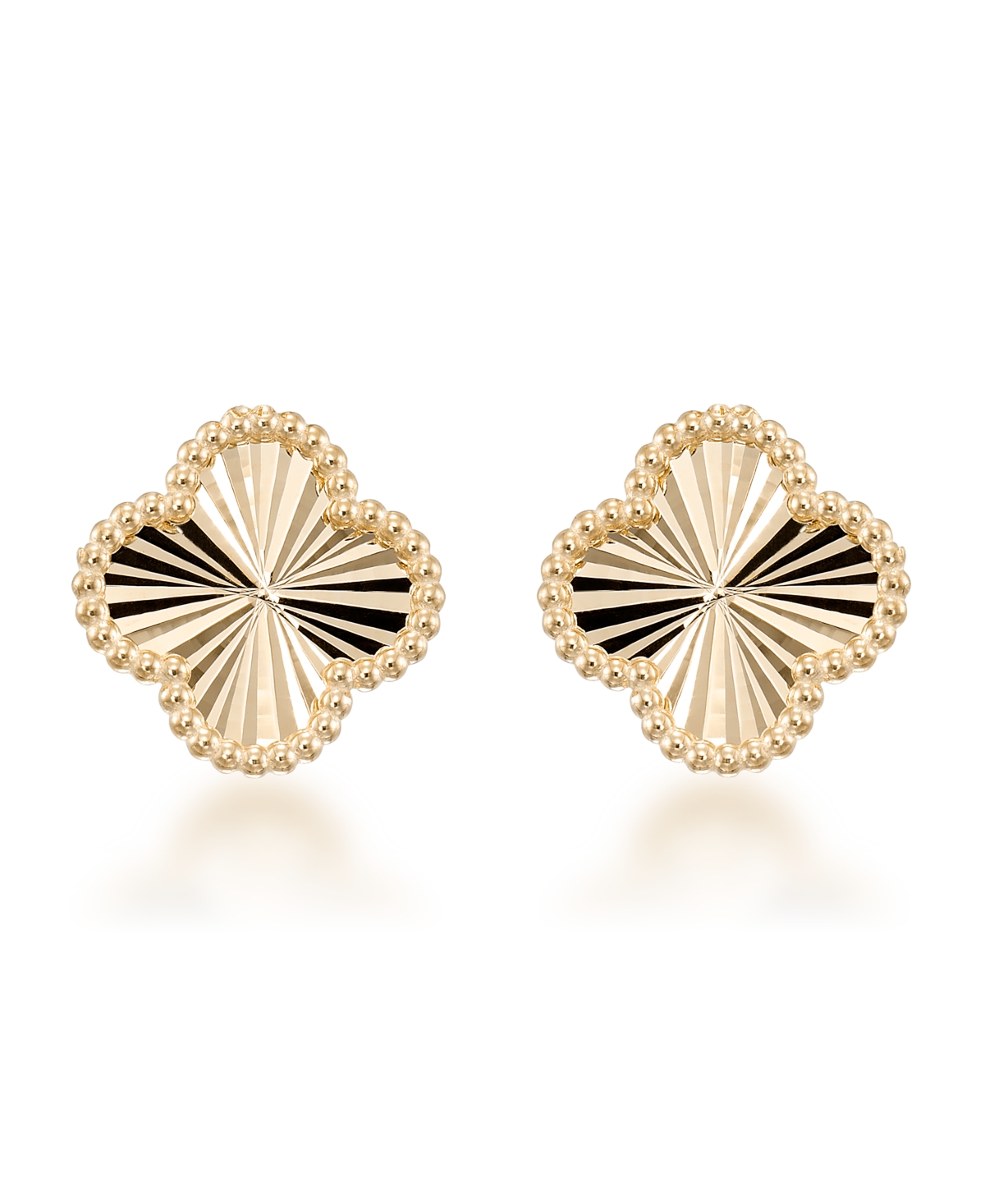 Click here for Macys Textured Clover Stud Earrings in 10k Yellow... prices