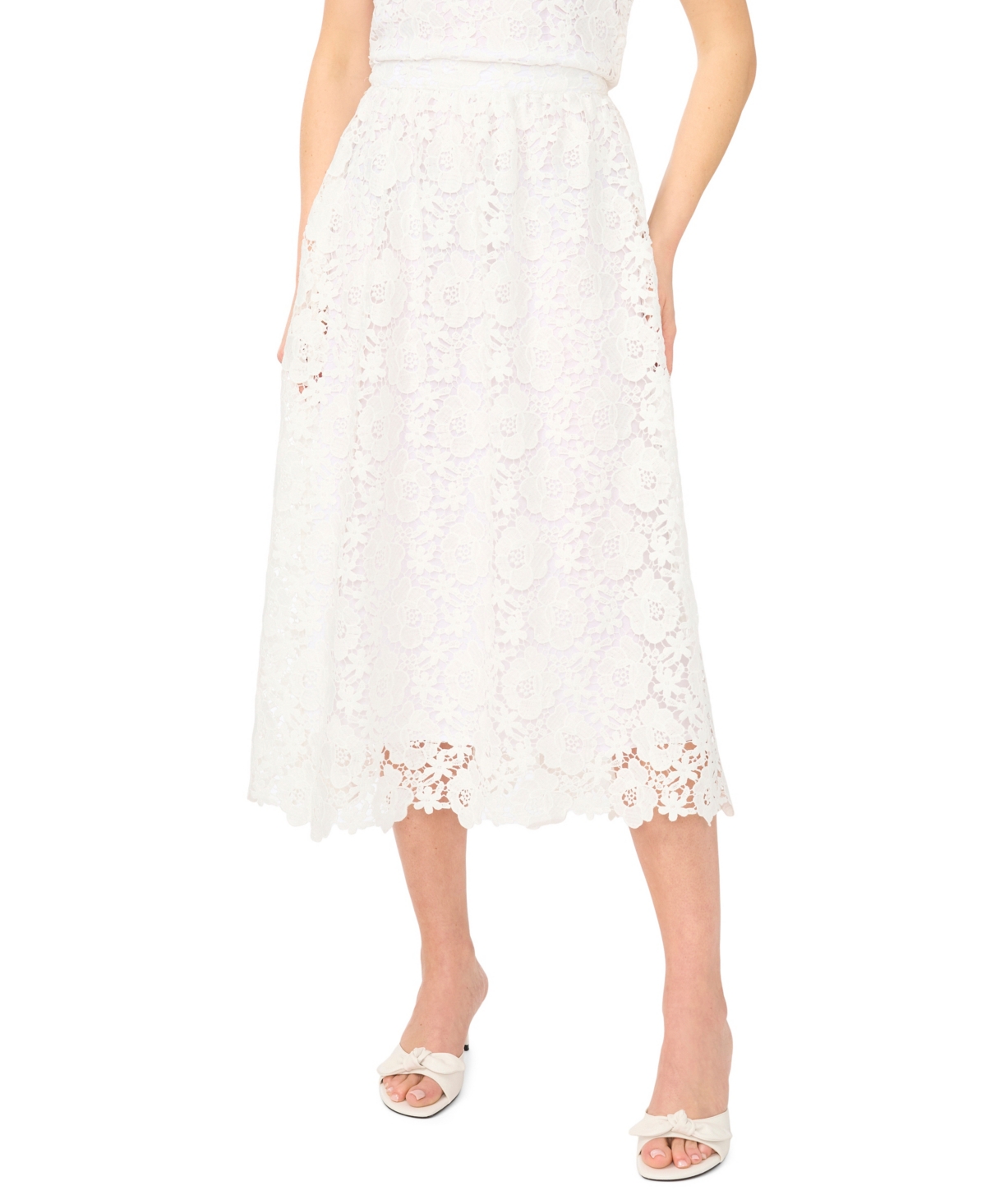 Click here for CeCe Womens Lace A-Line Midi Skirt - Ultra White prices