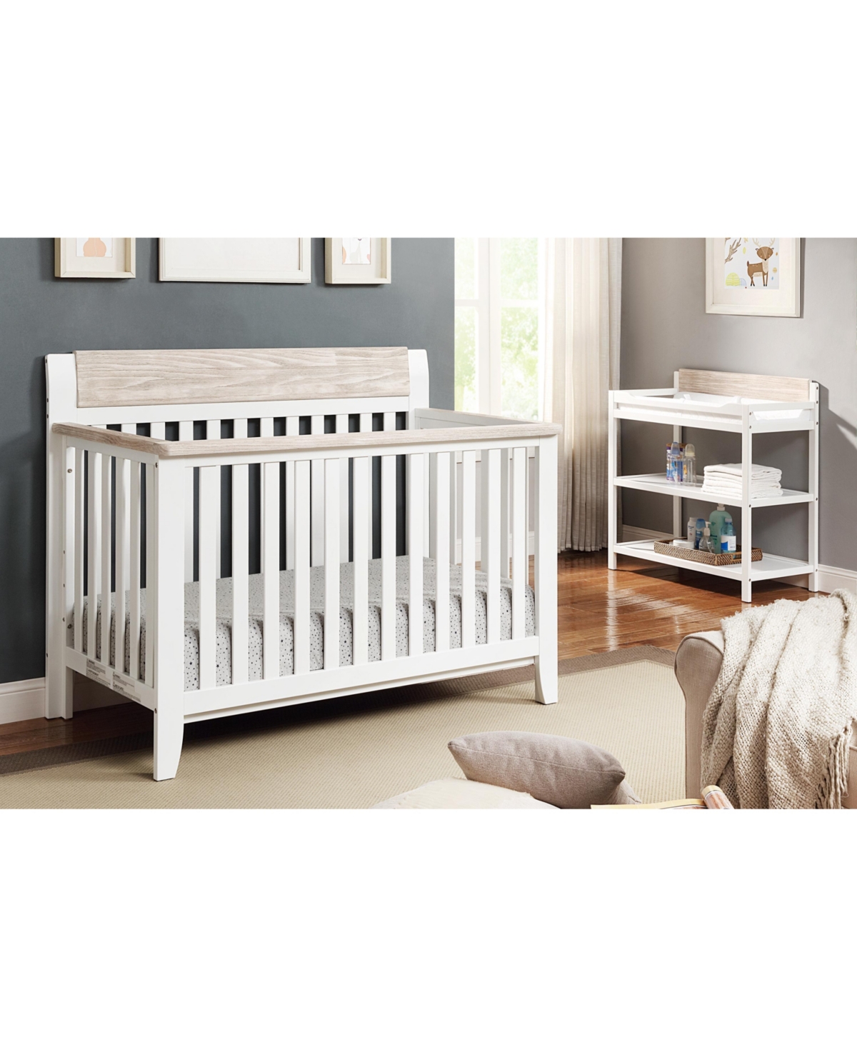 Click here for Flynama two tone 4 in 1 convertible crib with thre... prices