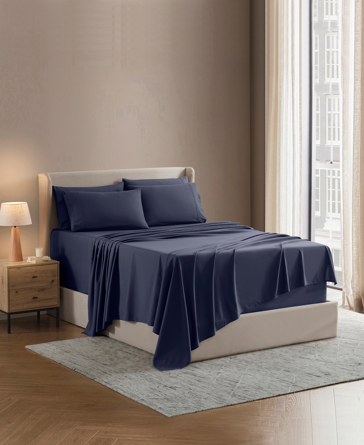 Nestl Extra Deep Pocket 6-Pc. Sheet Set  King - Navy Blue
