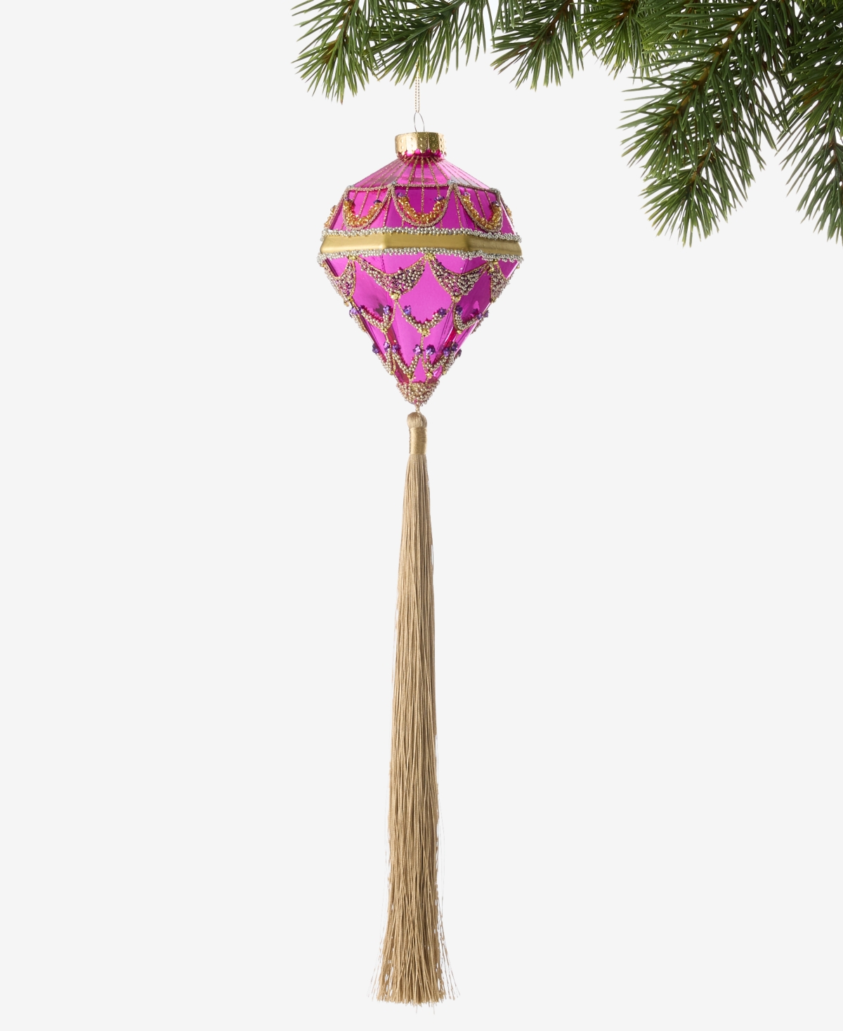 Click here for Holiday Lane Peacock Diamond-Shape Tasseled Orname... prices