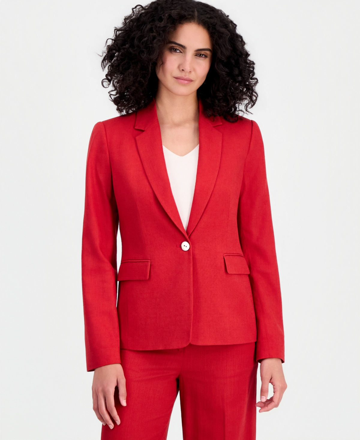 Click here for Tahari Asl Womens Single-Button Blazer - Baked Red prices