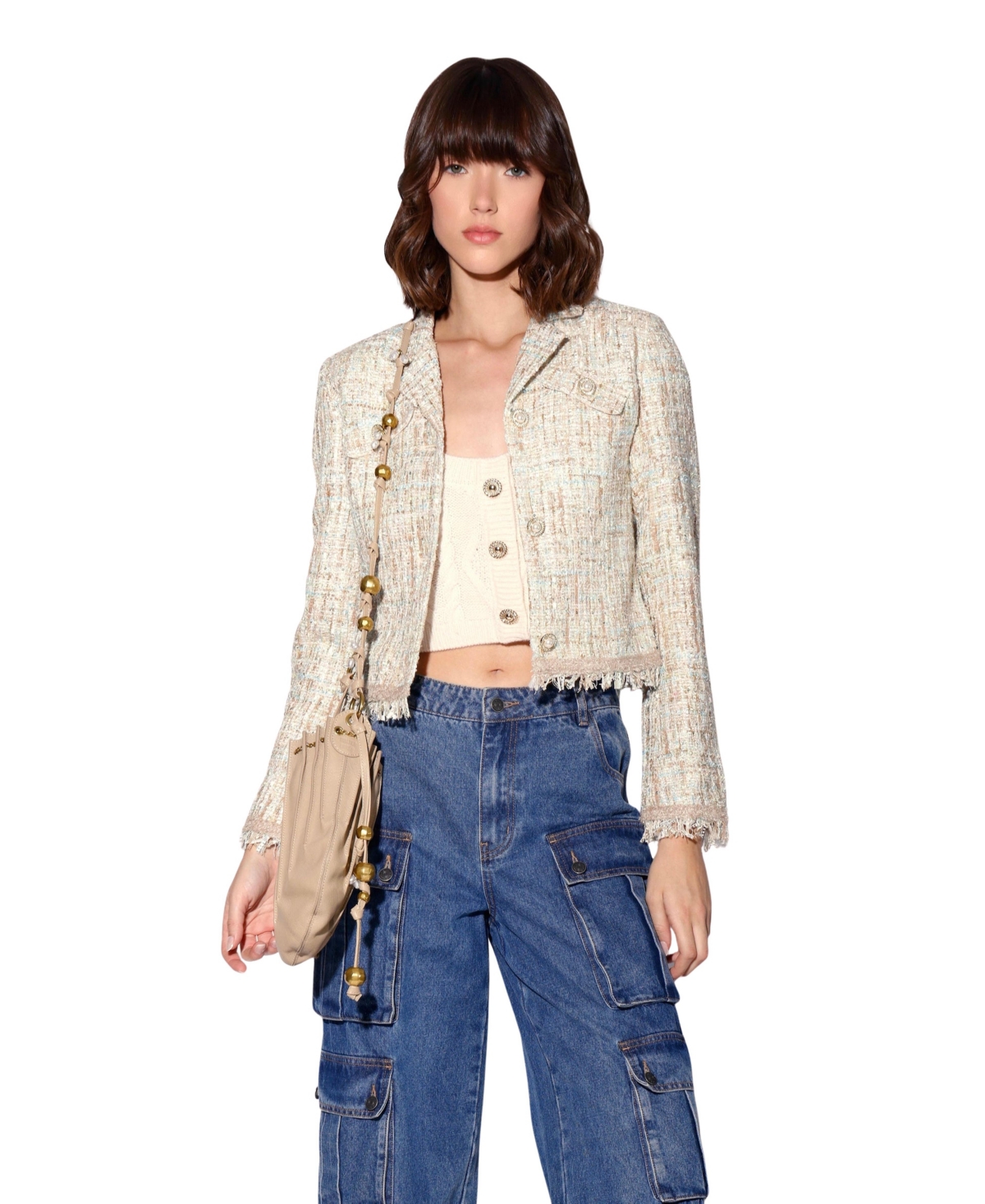 Click here for Walter Baker Womens Veronica Notch-Collar Boucle T... prices