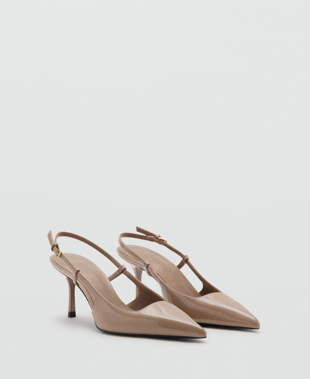Click here for Mango Womens Patent Heeled Shoes - Nude prices