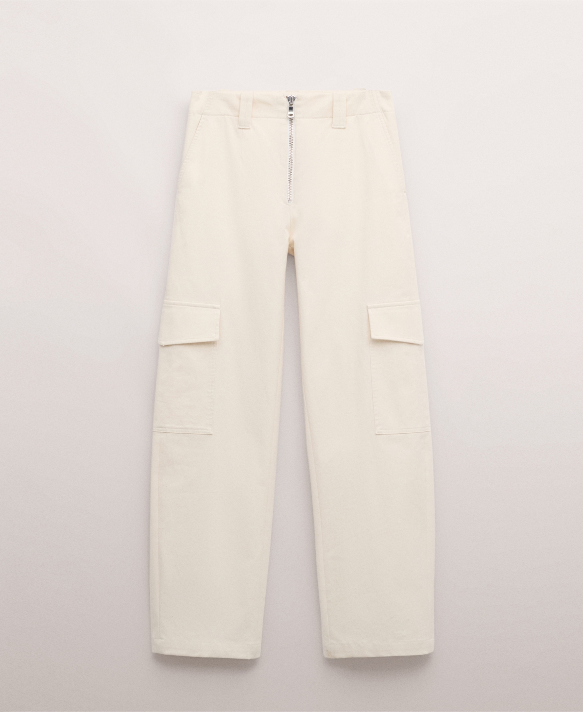 Click here for Mango Womens Mid-Rise Pockets Cargo Pants - Ecru prices
