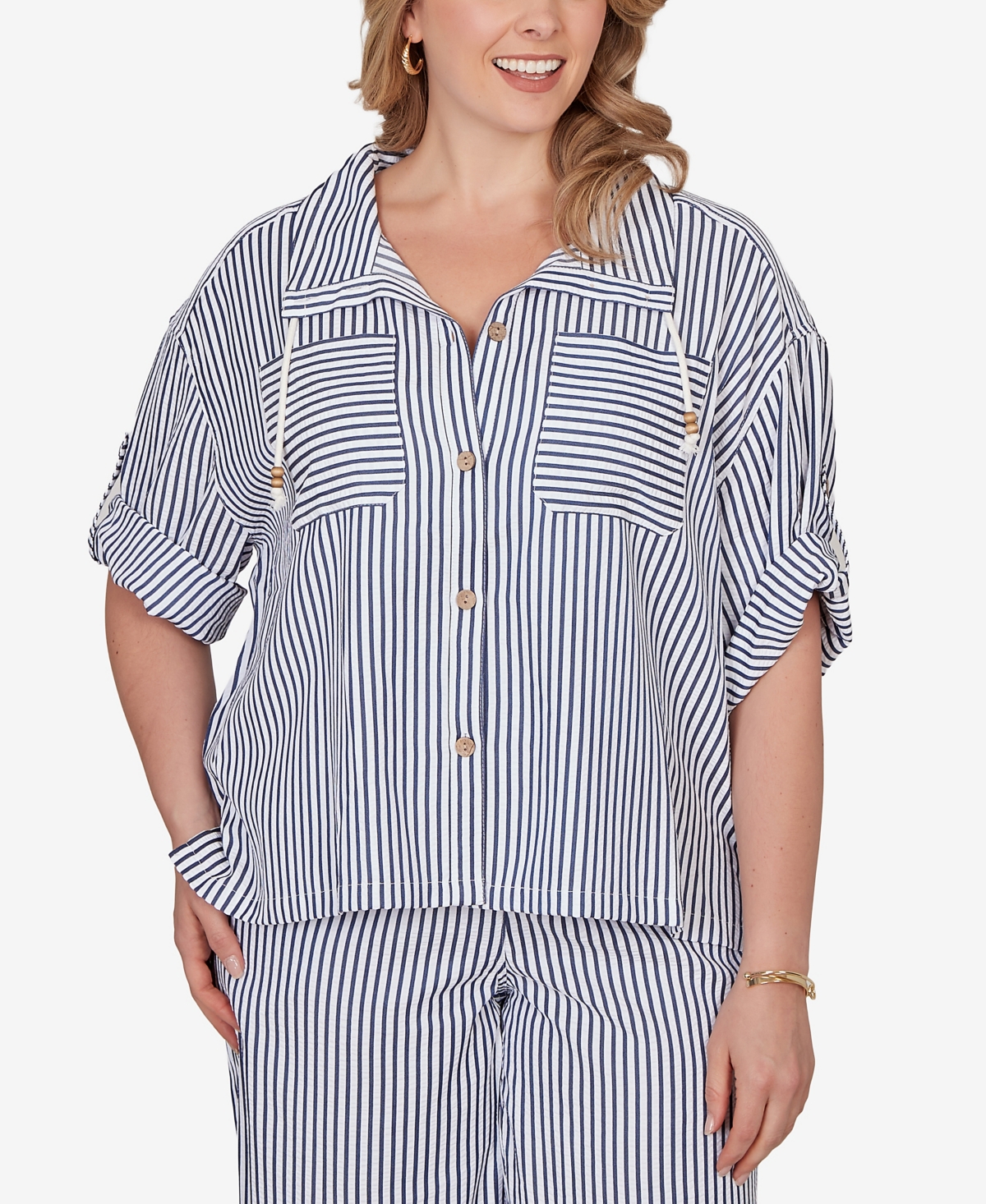 Click here for Ruby Rd. Plus Size Beaded Seersucker Portrait Coll... prices