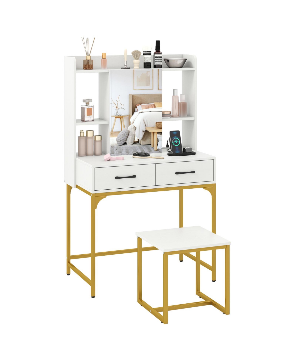 Click here for Sugift Vanity Desk with Storage Drawers and Chargi... prices