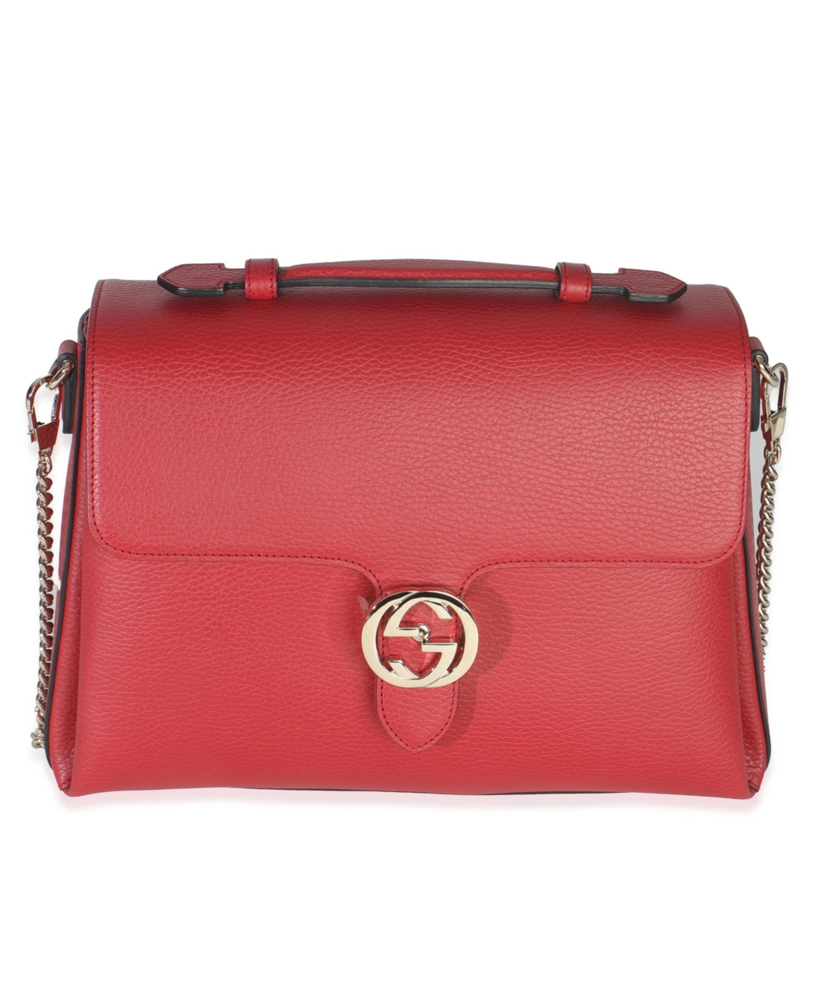 Click here for Pre-Owned Gucci Red Dollar Calfskin Medium Interlo... prices