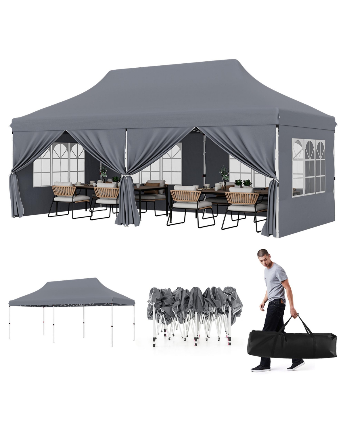 Click here for Gymax 10 x 20 Ft Canopy w/ 6 Detachable Sidewalls... prices
