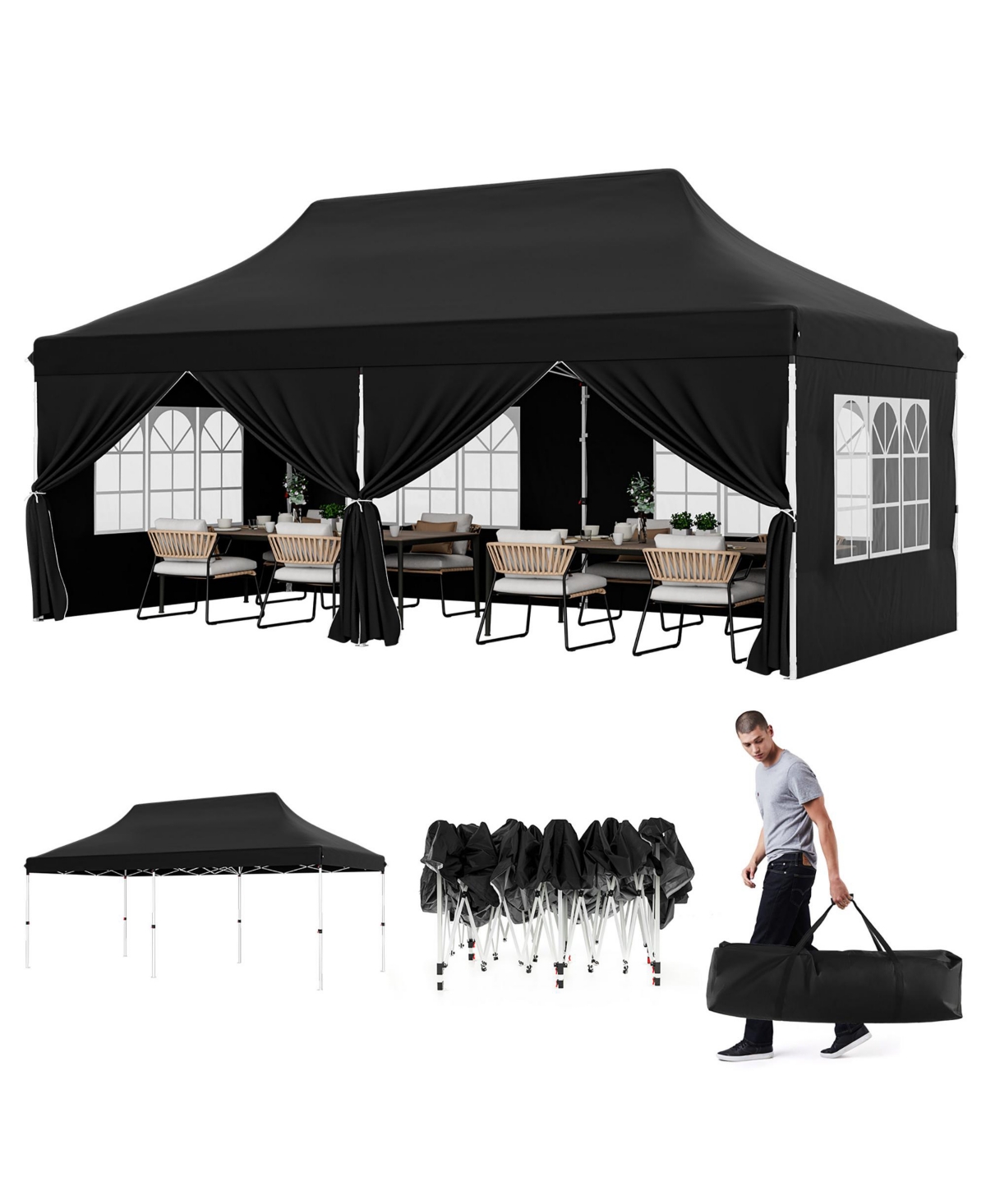 Click here for Gymax 10 x 20 Ft Canopy w/ 6 Detachable Sidewalls... prices