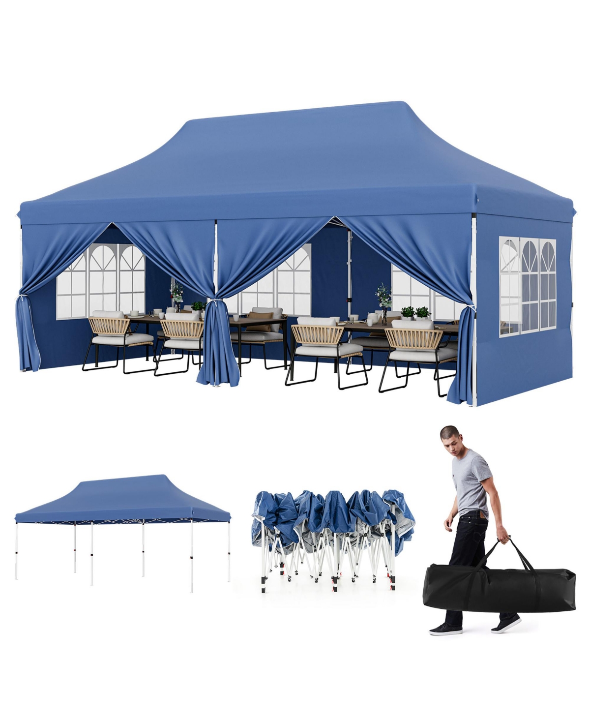 Click here for Gymax 10 x 20 Ft Canopy w/ 6 Detachable Sidewalls... prices