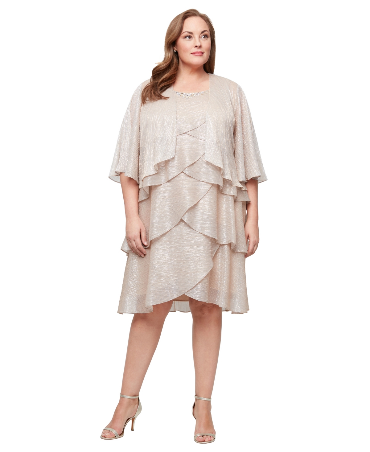Click here for Sl Fashions Plus Size 2-Pc. Metallic Tiered Dress... prices