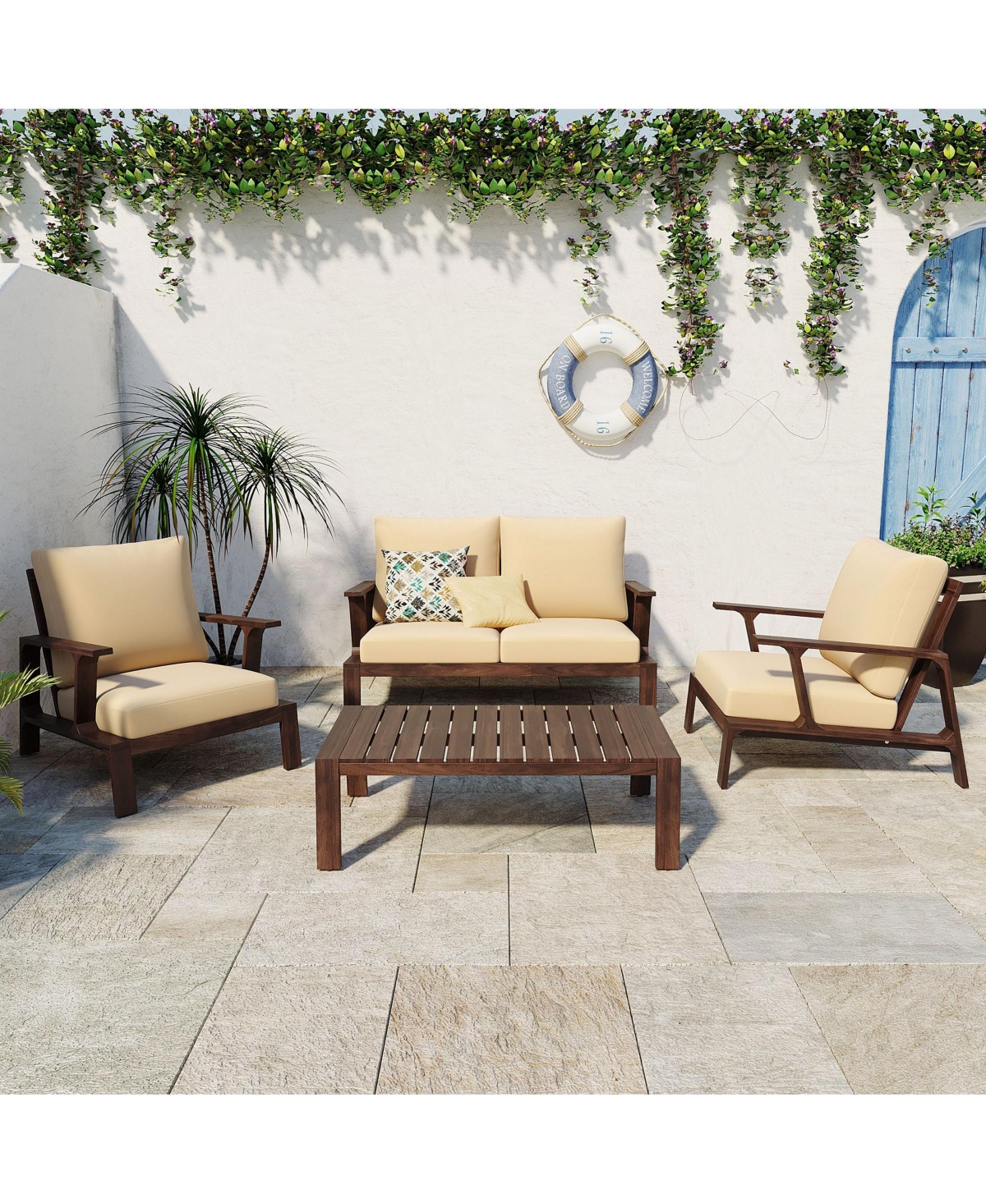 Click here for Clihome 4 Pieces Outdoor Sofa Set Conversation Set... prices