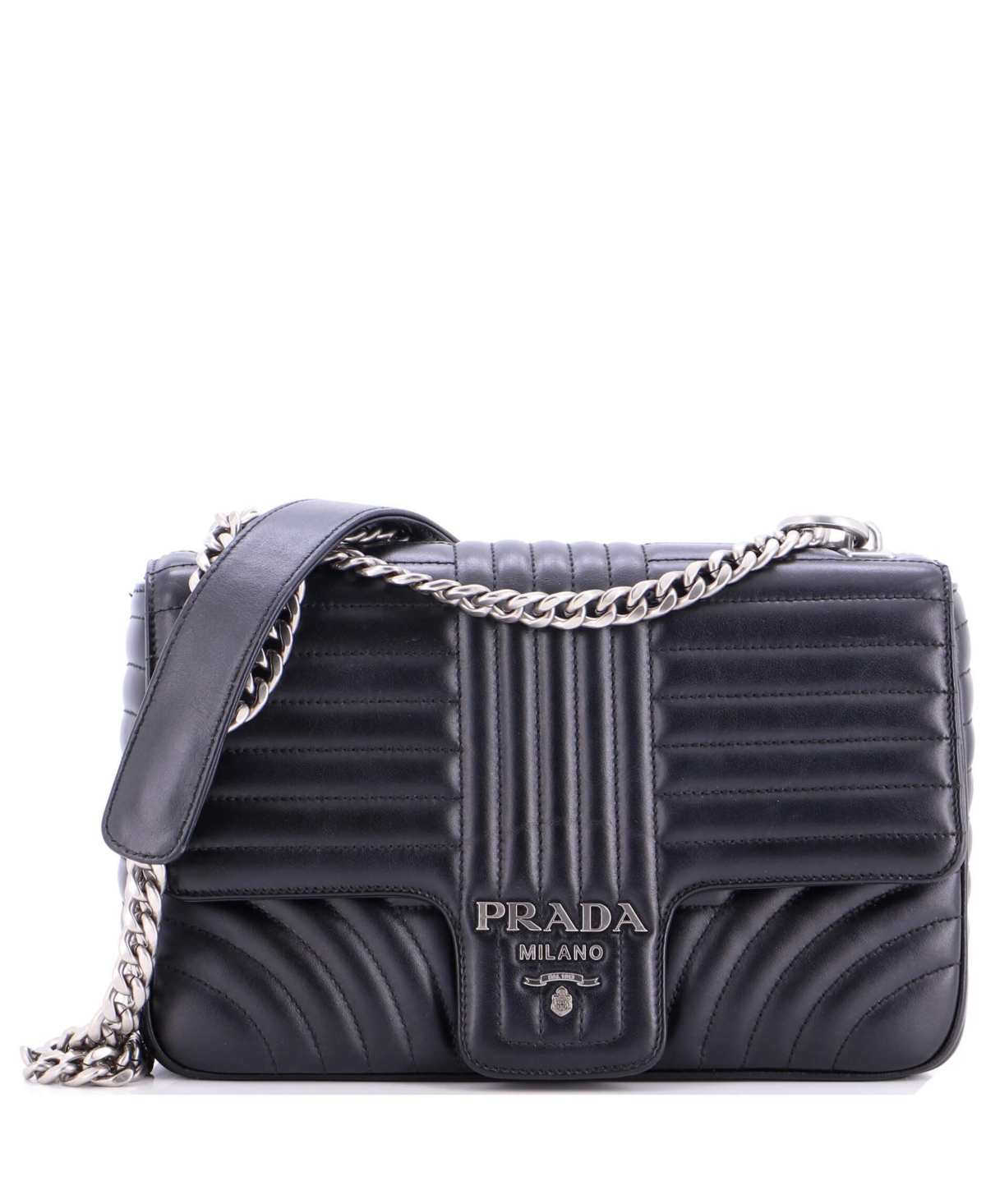 Click here for Pre-Owned Prada Medium Chain Flap Shoulder Bag Dia... prices